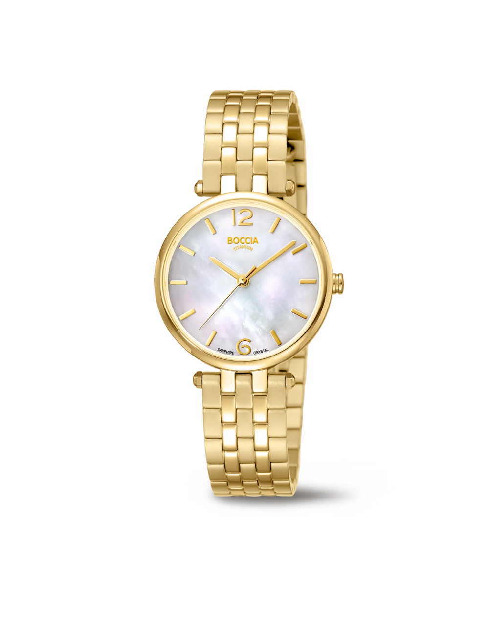 Boccia Titanium Gold Plated Mother of Pearl Dial Ladies Watch - 3339-0 ...