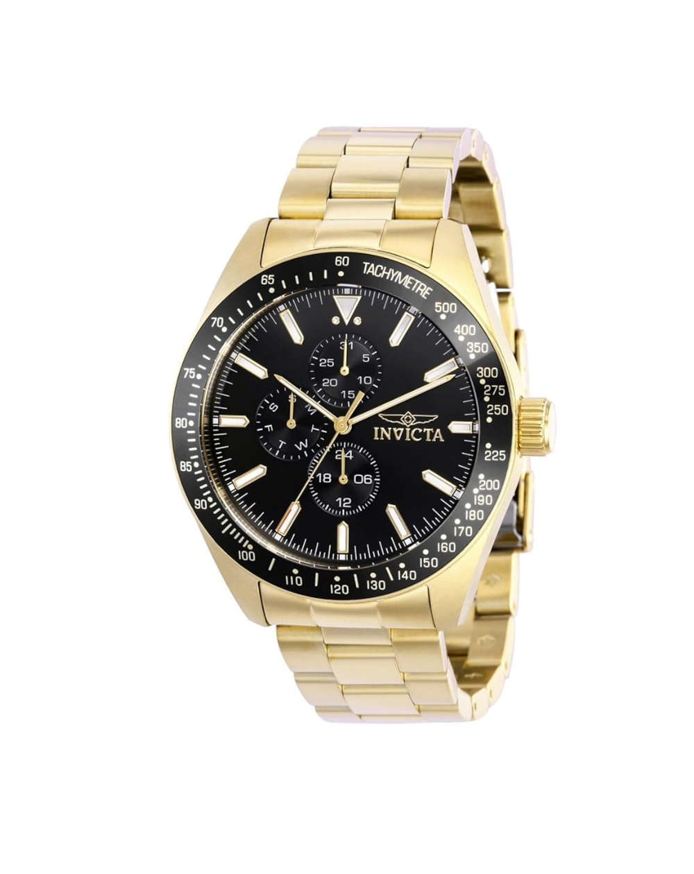 Invicta Aviator Black Dial Gold Multifunctional Quartz Men's Watch - 3 ...