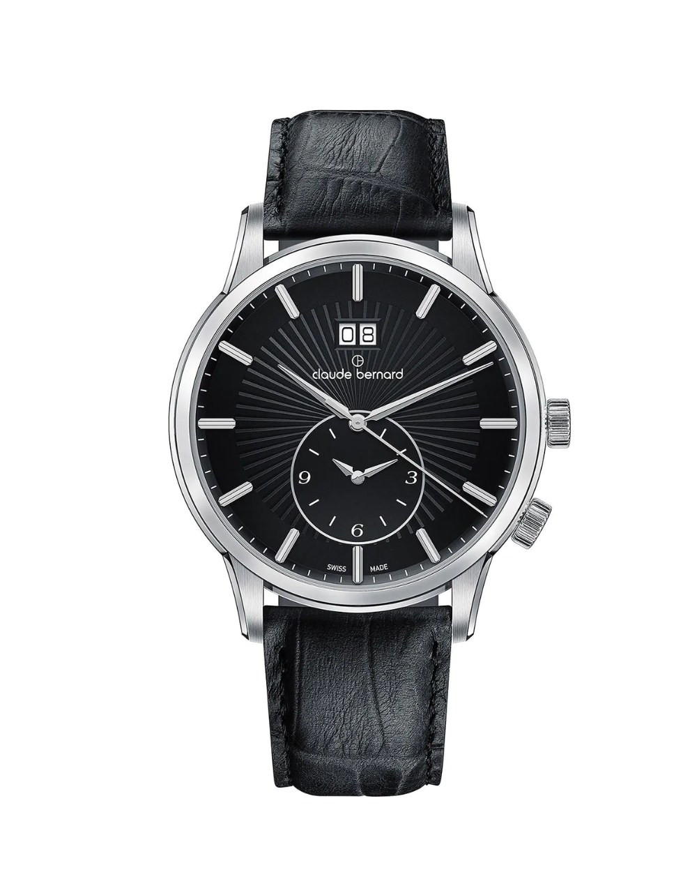 Claude Bernard Swiss Made "Classic" Men's Black Leather Watch - 62007 ...