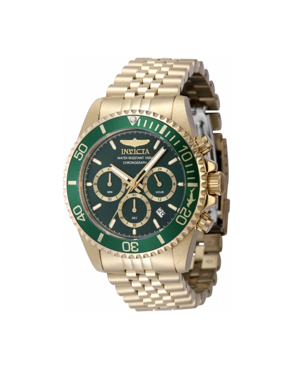 Invicta Pro Diver Emerald Dial Gold Chronograph Men's Watch - 48383 ...